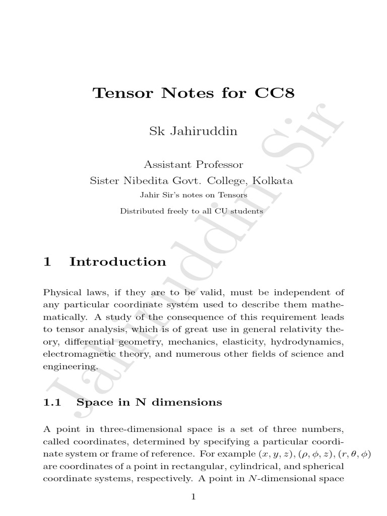 Tensor Notes | PDF | Tensor | Geometry