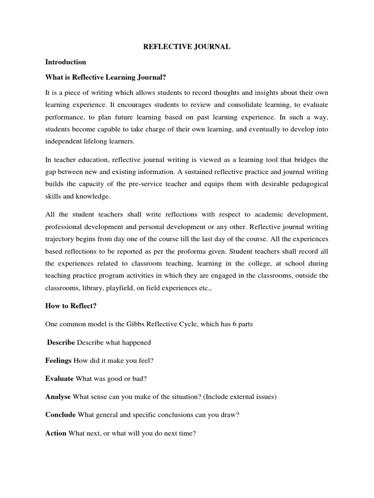 Final Reflective Journal Sample | PDF | Pedagogy | Educational Assessment
