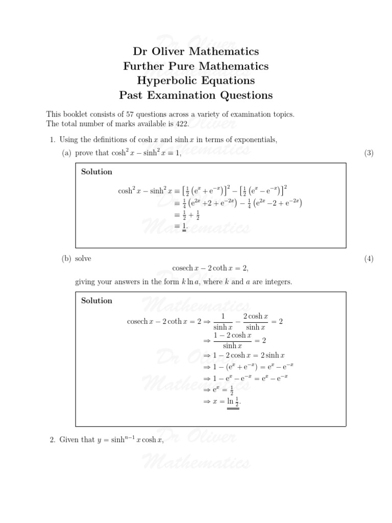 Hyperbolic Equations Solutions Olivier | PDF | Teaching Mathematics ...