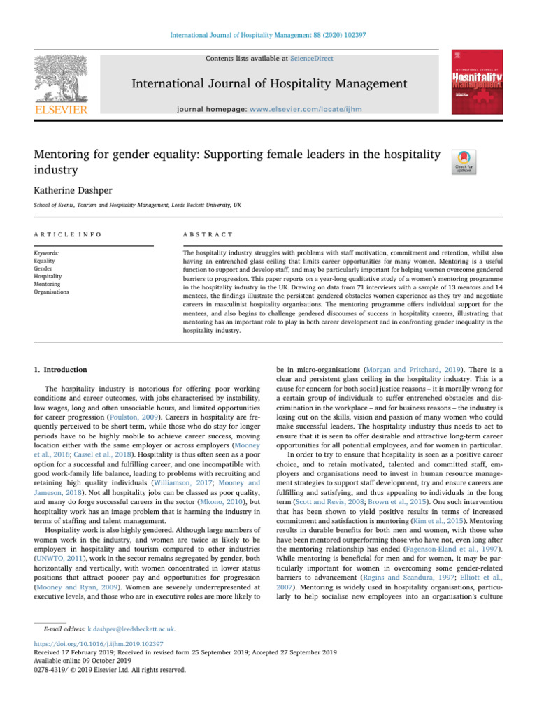 Mentoring For Gender Equality Supporting Fem - 2020 - International Journal of | PDF ...