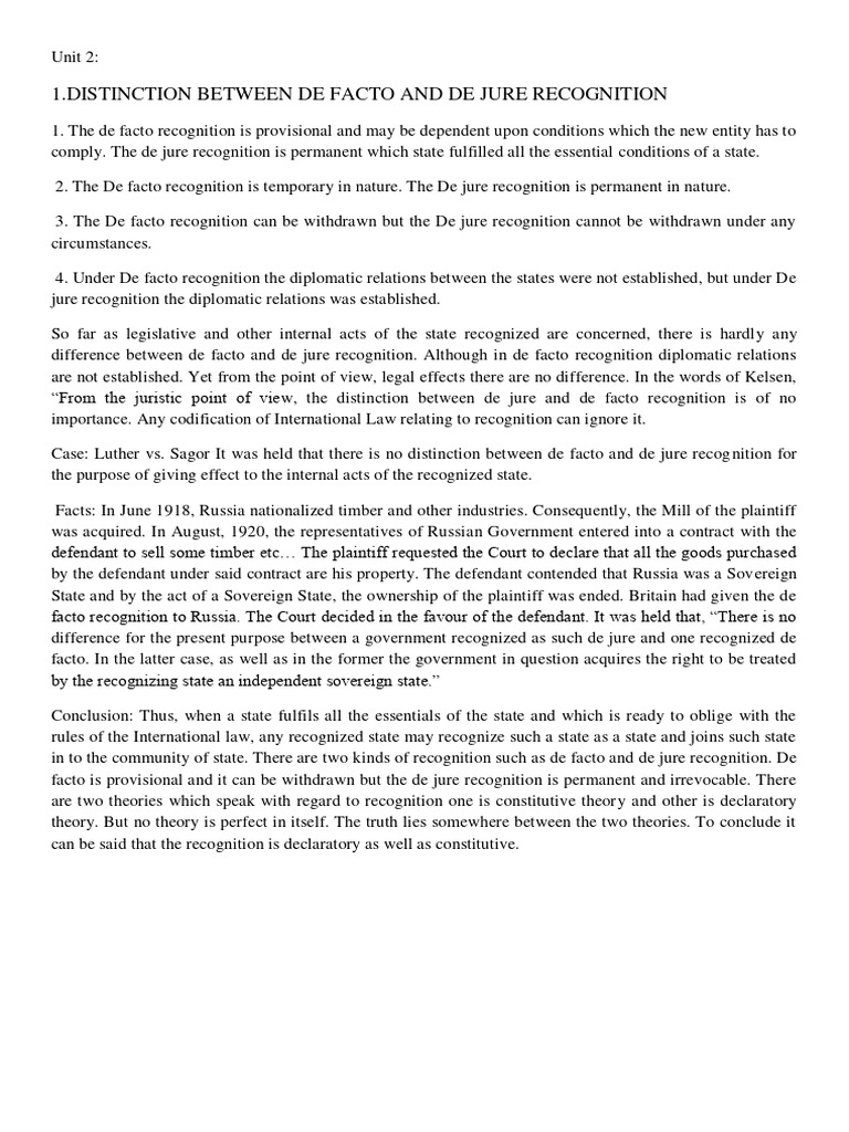 Unit 2 | PDF | Sovereign State | De Facto