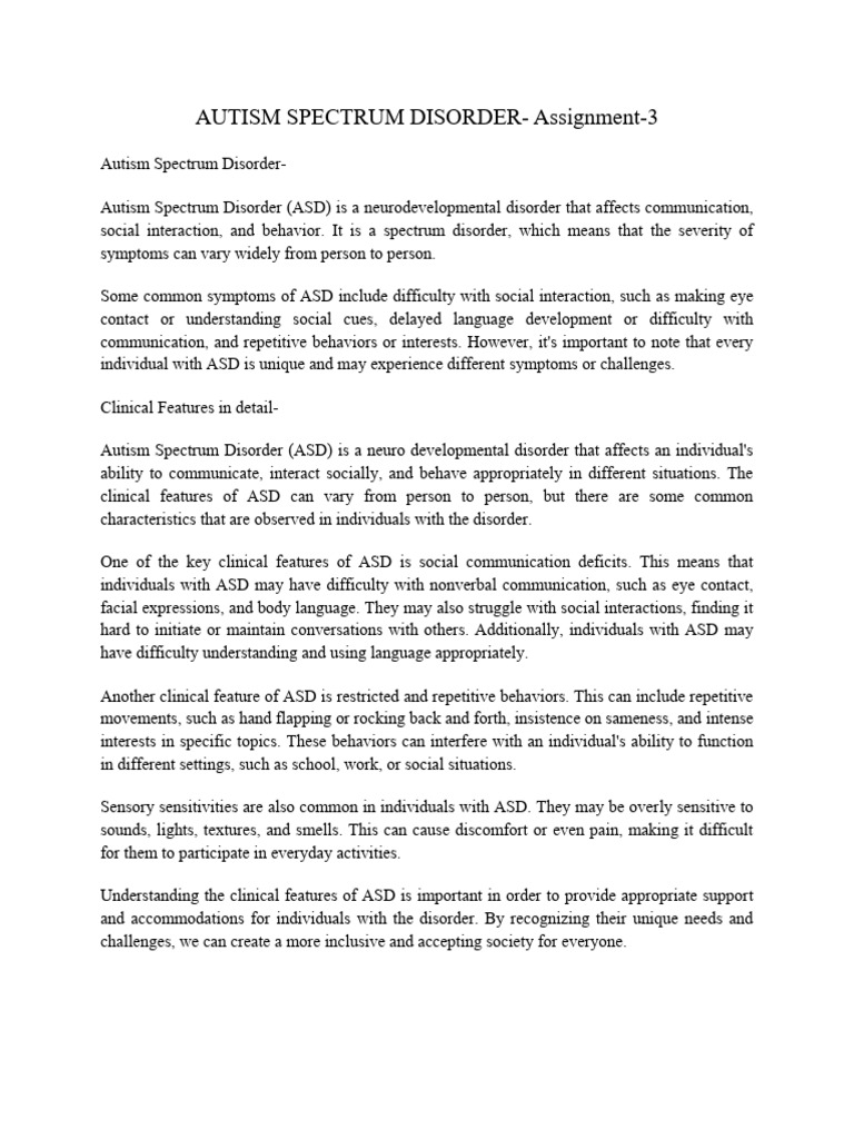 Autism Spectrum Disorder | PDF