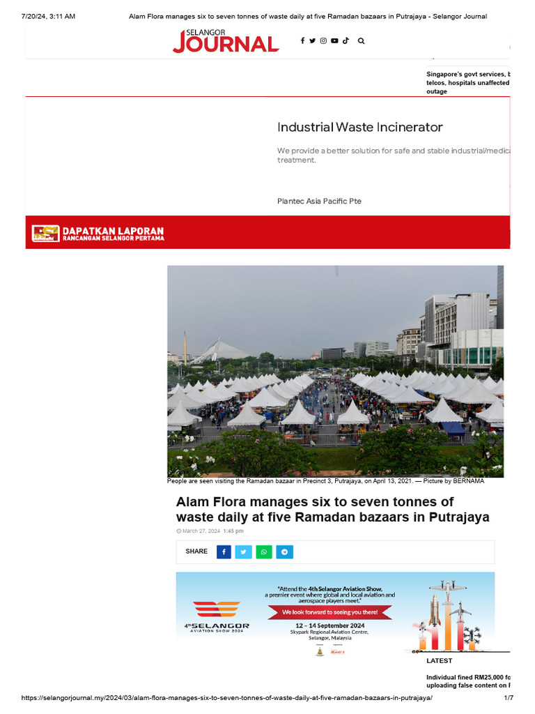 Alam Flora Manages Six To Seven Tonnes of Waste Daily at Five Ramadan ...