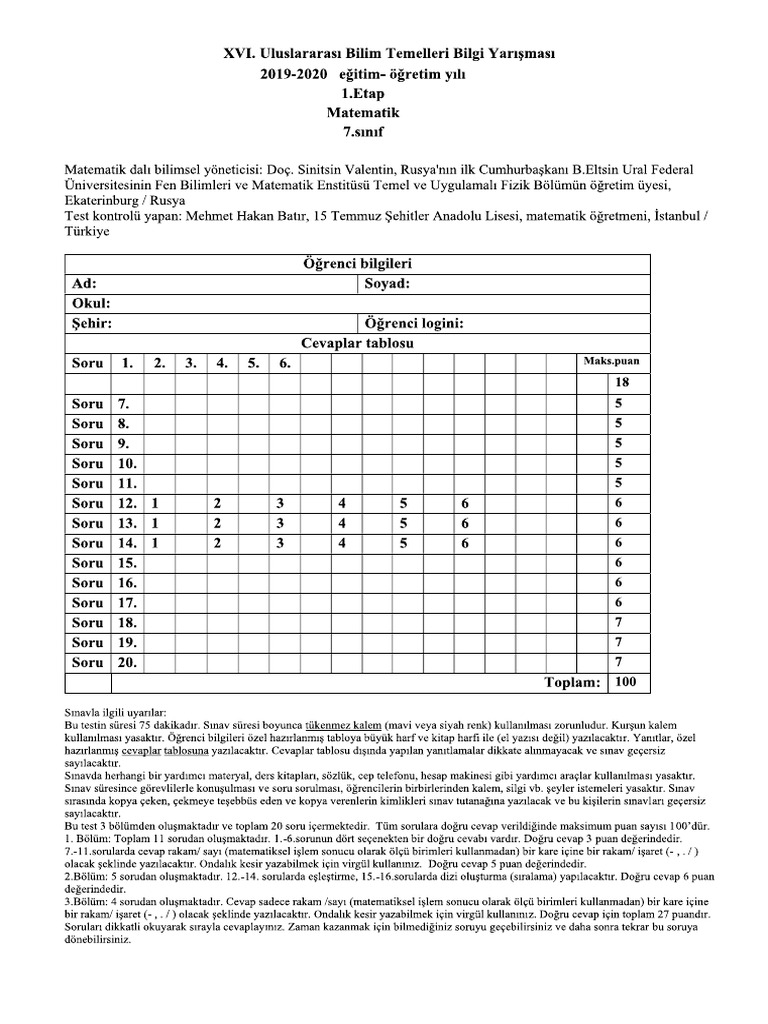 Olimpiyat Soru | PDF