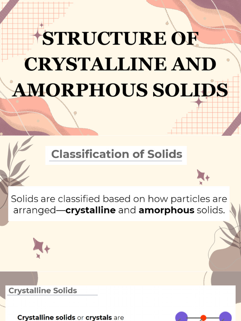 Types of Crystalline and Amorphous Solids | PDF | Crystal | Solid