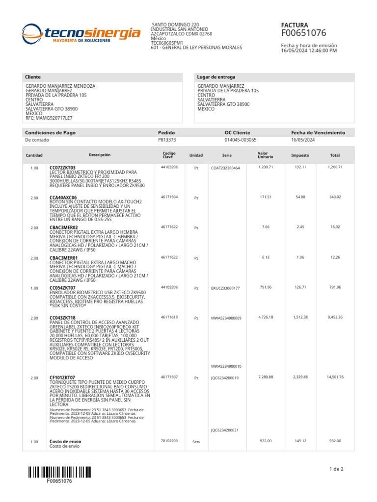 Factura F00651076 | PDF | Ingeniería Informática