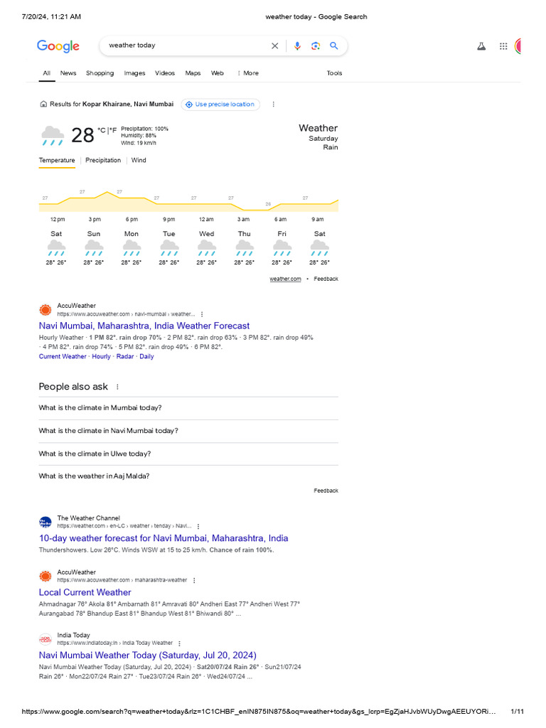 Weather Today - Google Search | PDF | Weather Forecasting | Weather
