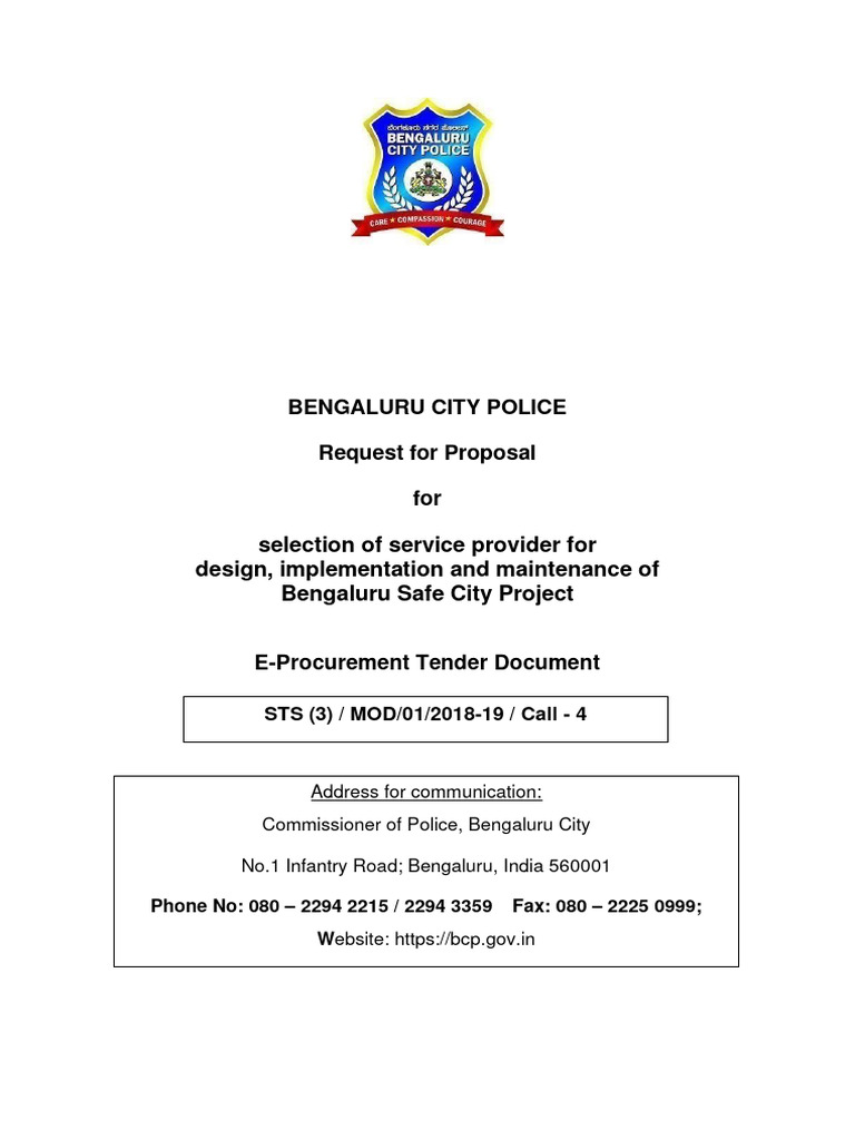 Safe City Tender Document | PDF | Request For Proposal | Police