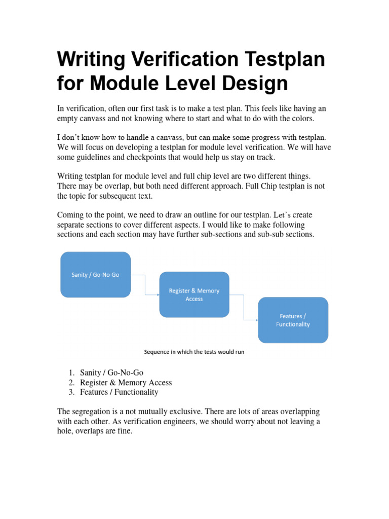 Writing Verification Testplan For Module Level Design | PDF ...