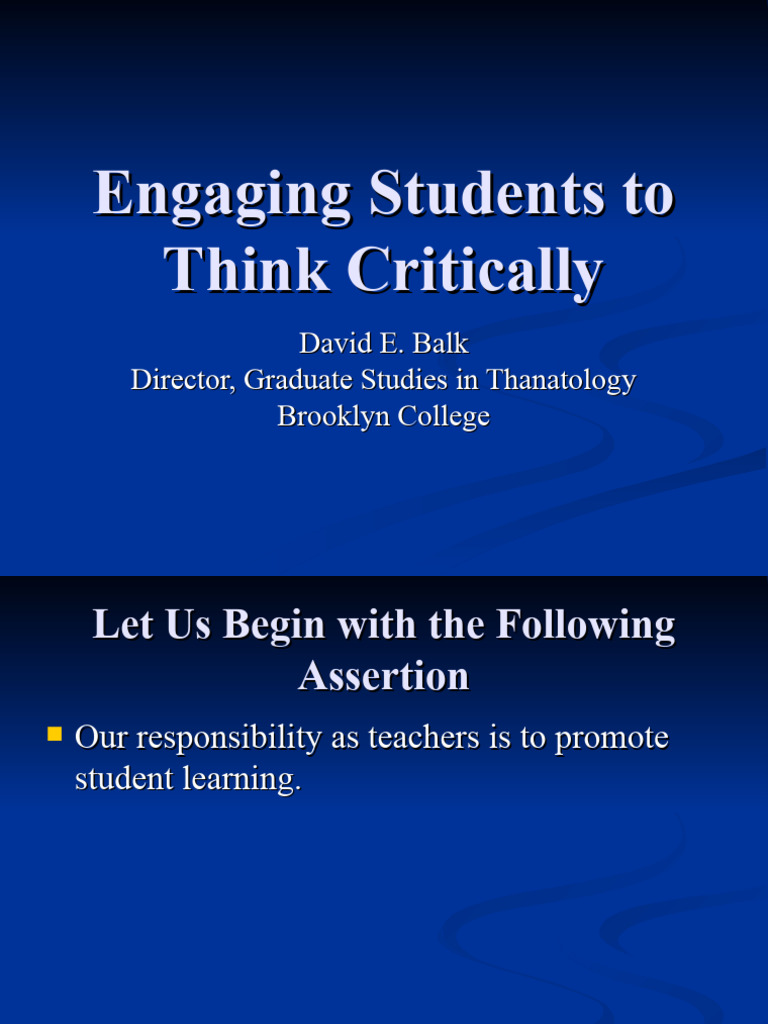 Engaging Students | PDF | Critical Thinking | Information