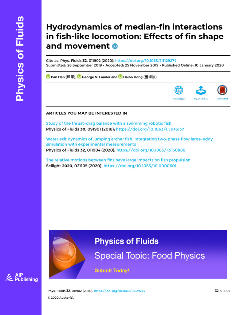 Hydrodynamics of Median-Fin Interactions in Fish-Like Locomotion, Effects of Fin Shape and ...