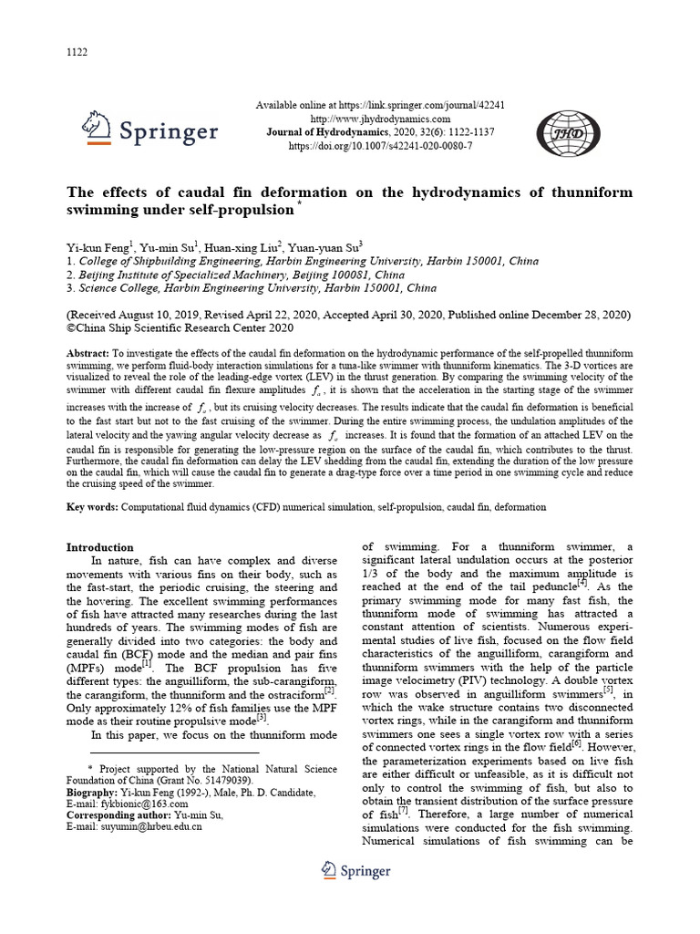 The Effects of Caudal Fin Deformatrion On The Hydrodynamics of ...