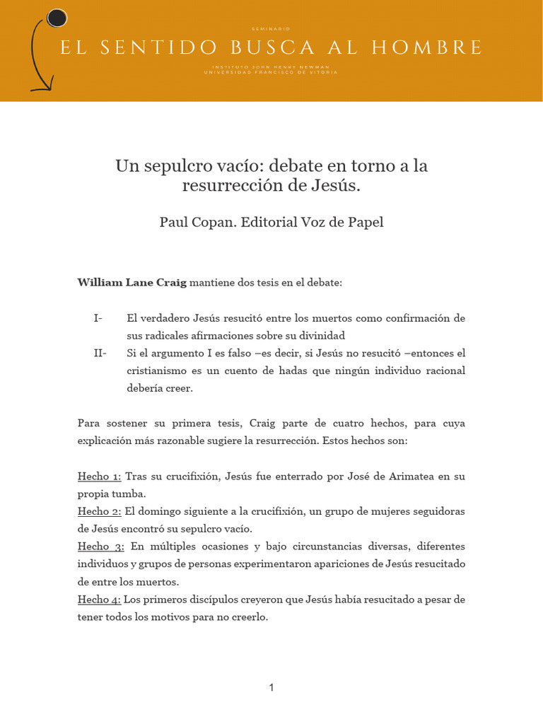 Un Sepulcro Vacio | PDF | La resurrección de Jesús | Jesús