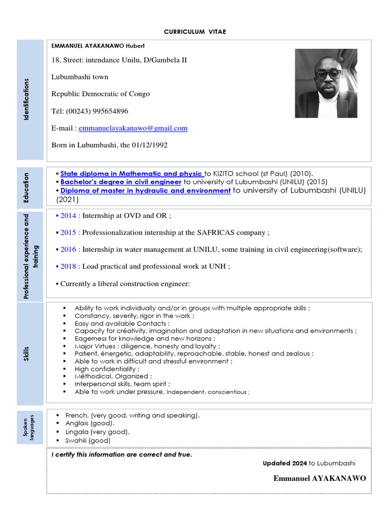 CV Emmanuel en Anglais | PDF