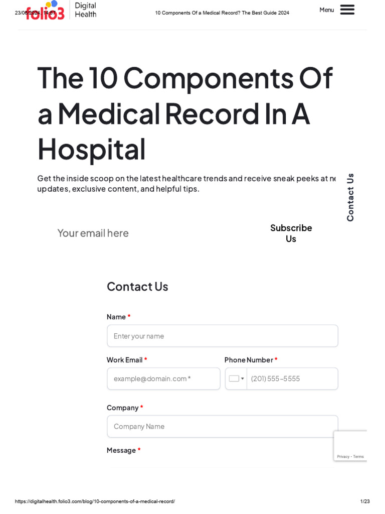 10 Key Components of Medical Records | PDF | Medical Record ...