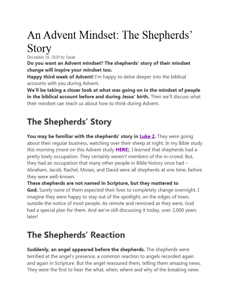 An Advent Mindset Shepherds | PDF | Glory (Religion) | Angel