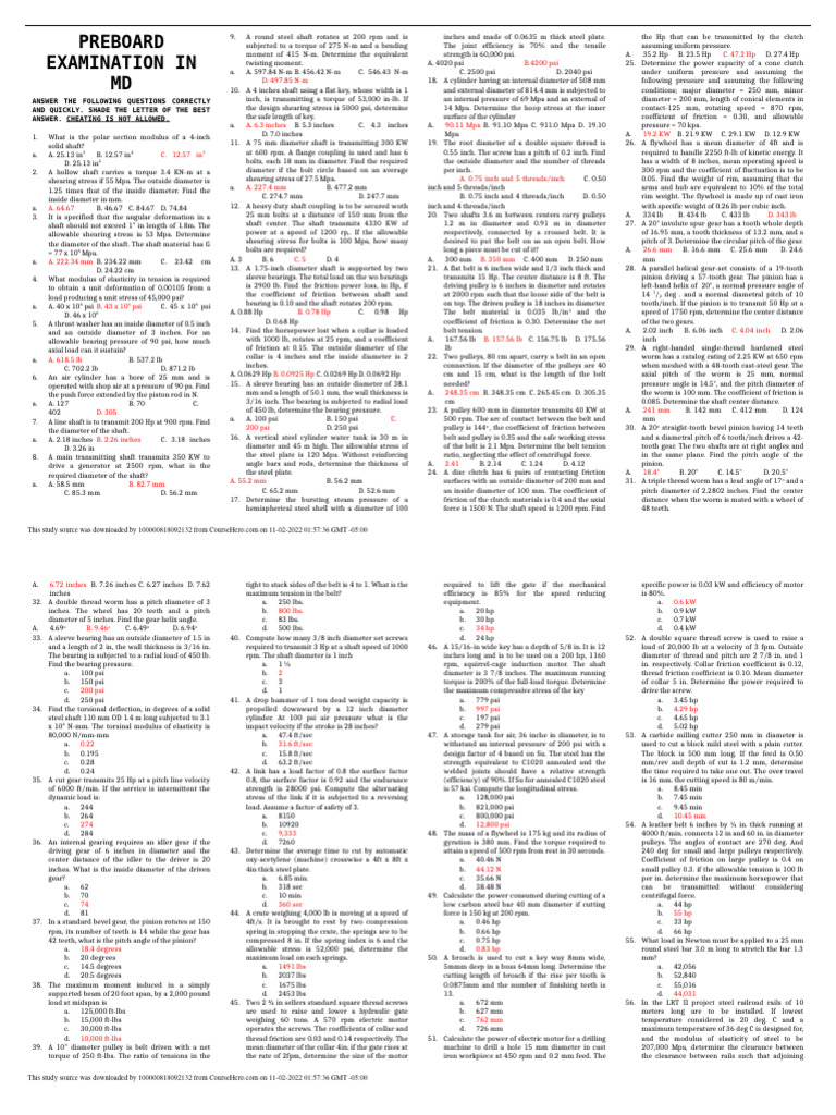Pre Board | PDF | Belt (Mechanical) | Gear