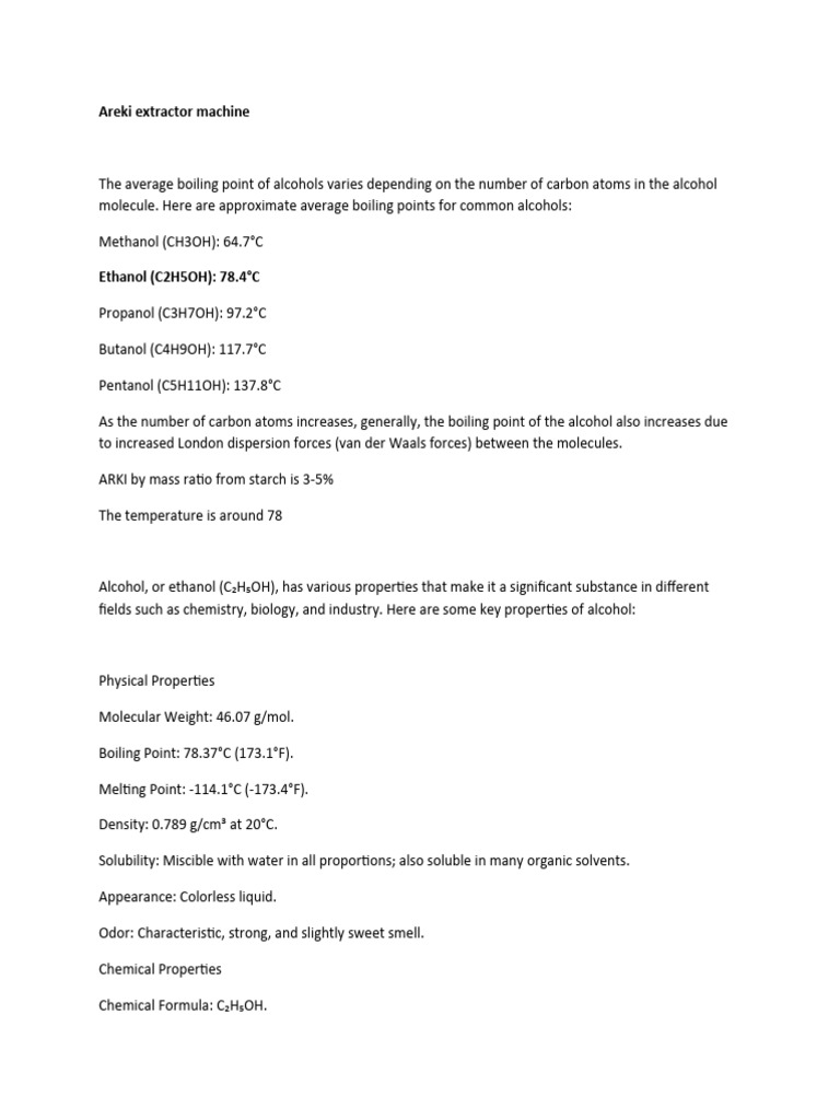 Areki Extractor Machine | PDF | Ethanol | Water