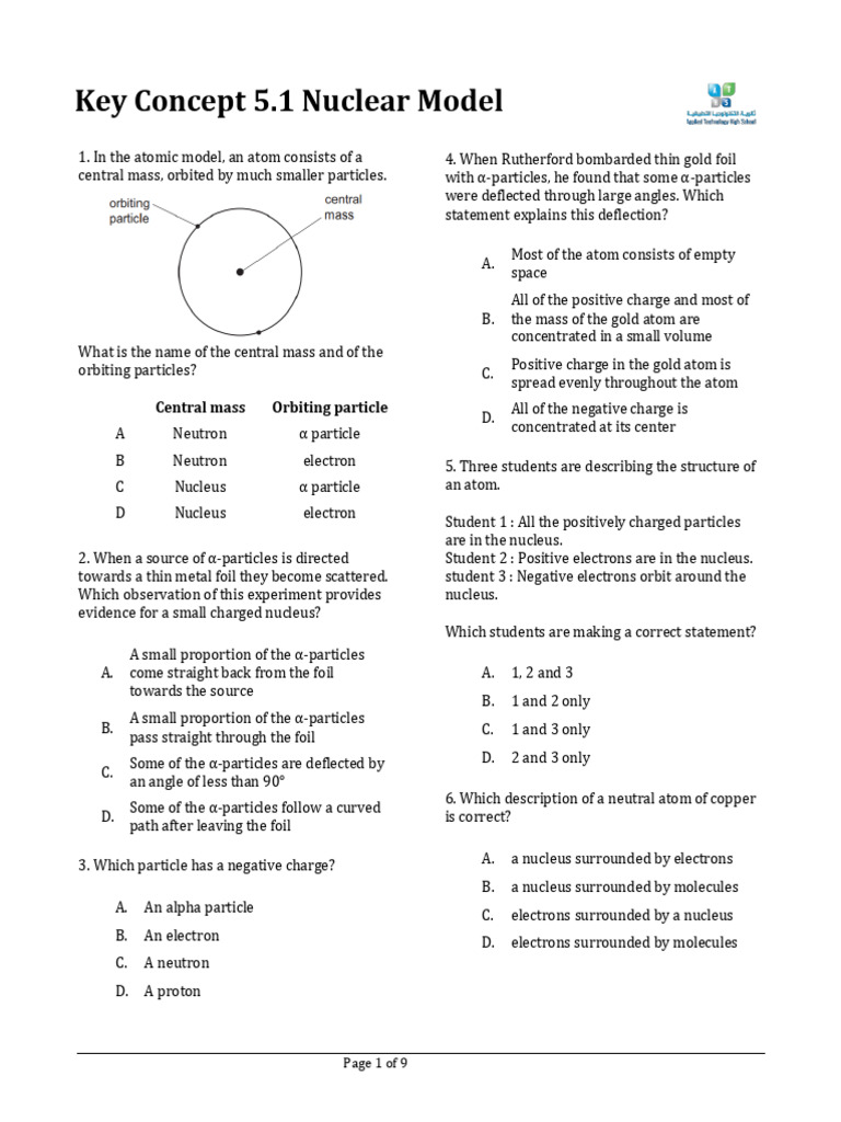 Key Concept 10 - The Nuclear Atom-QP | PDF | Atomic Nucleus | Atoms