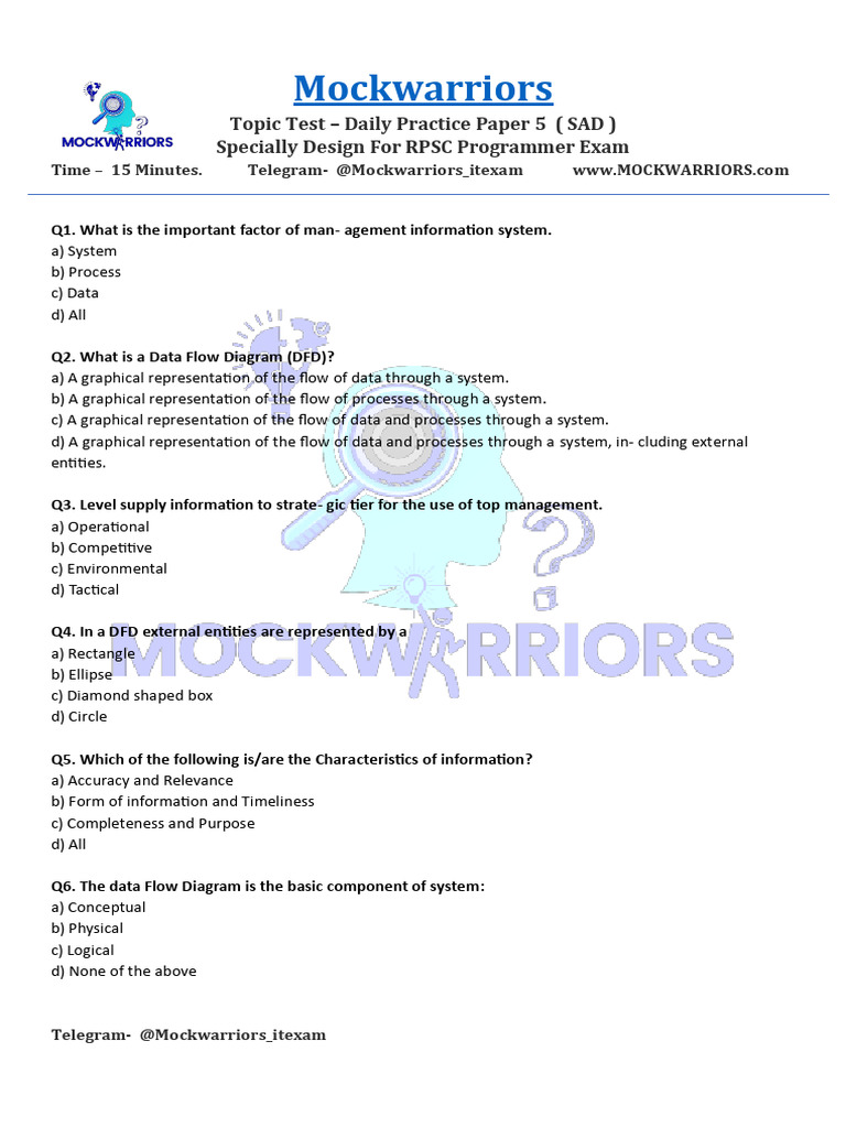 RPSC Programmer Exam Daily Practice Paper | PDF
