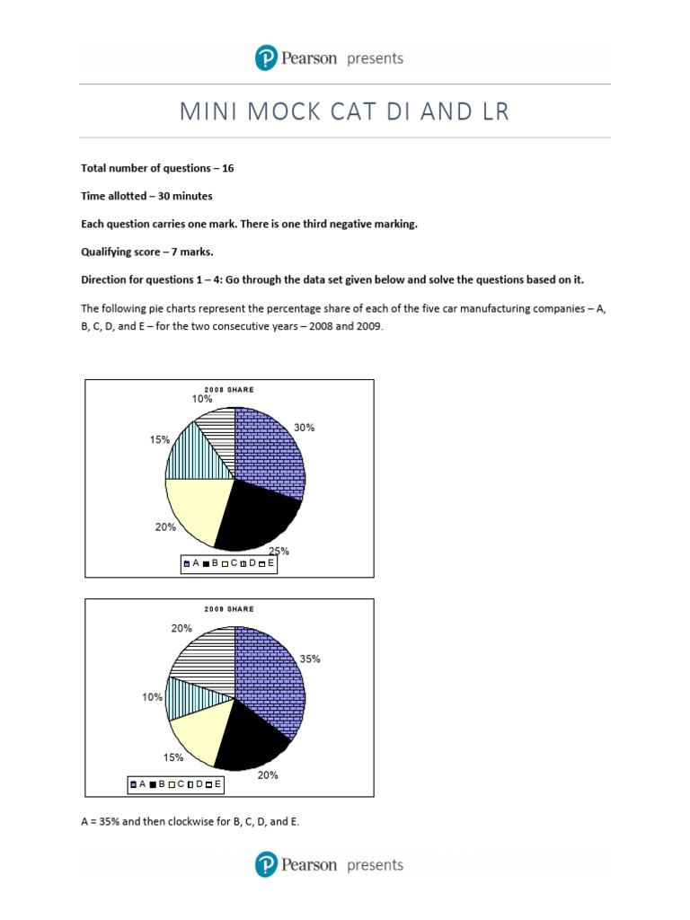Pearson DI Mini Mock CAT | PDF | Equity (Finance) | Gross Margin
