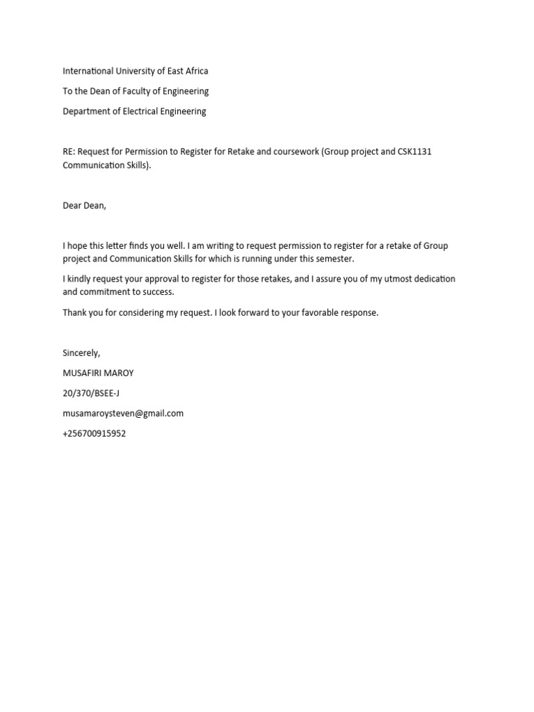 Letter To The Dean | PDF