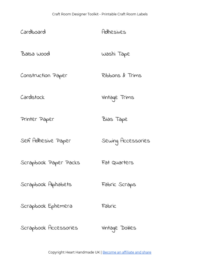 Craft Room Labels | PDF