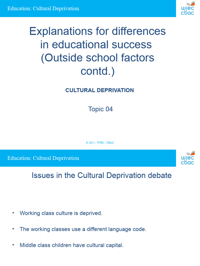 Cultural Deprivation in Education | PDF | Sociolinguistics | Social ...