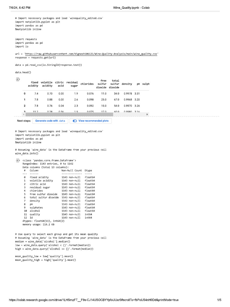 Wine Quality Analysis | PDF