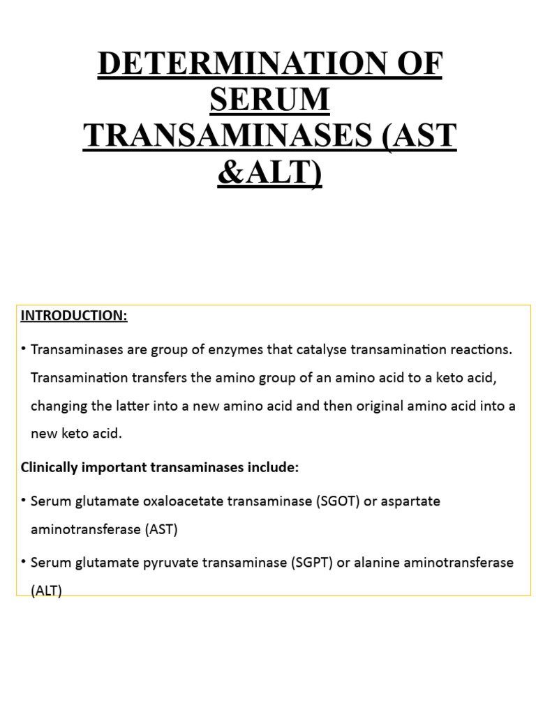 Determination of Serum Transaminases (Ast &ALT) | PDF