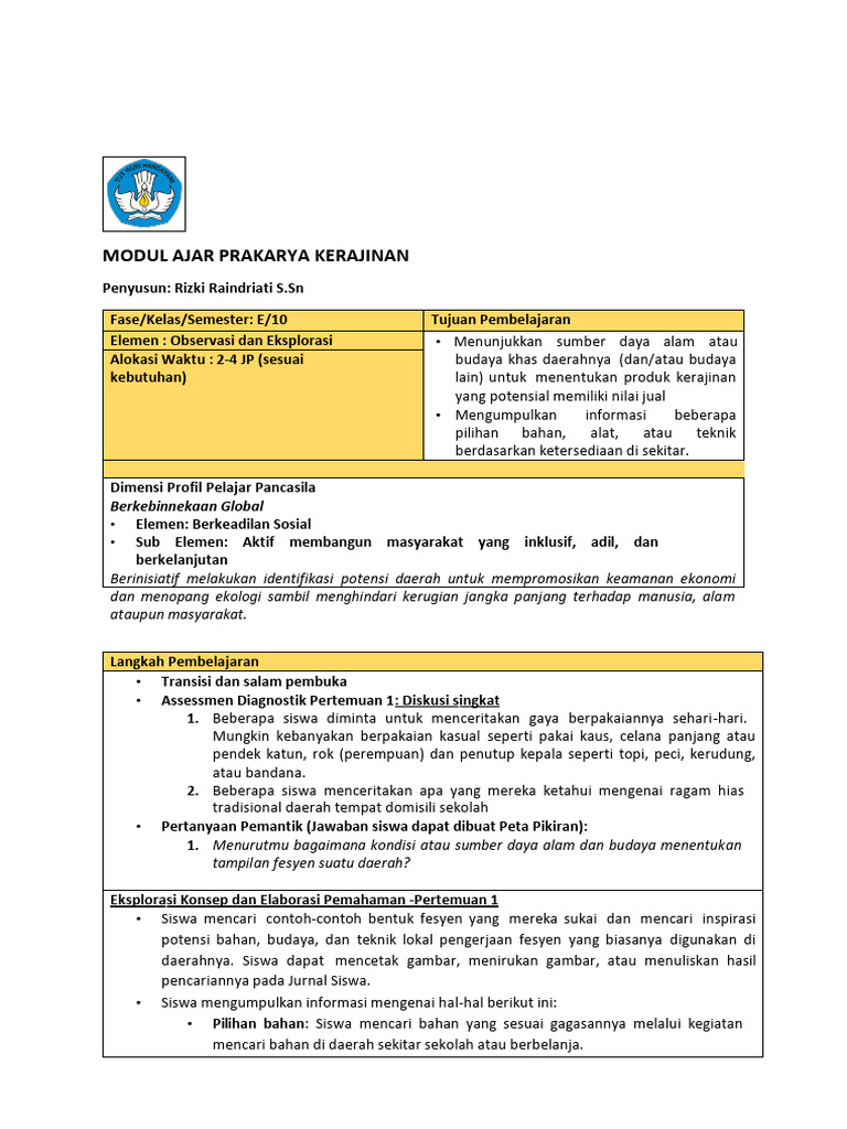 Contoh Modul Ajar | PDF
