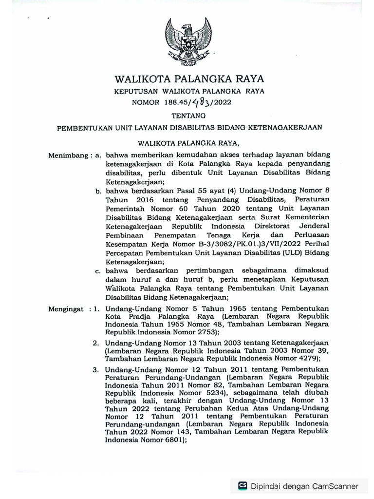 SK Unit Layanan Disabilitas | PDF