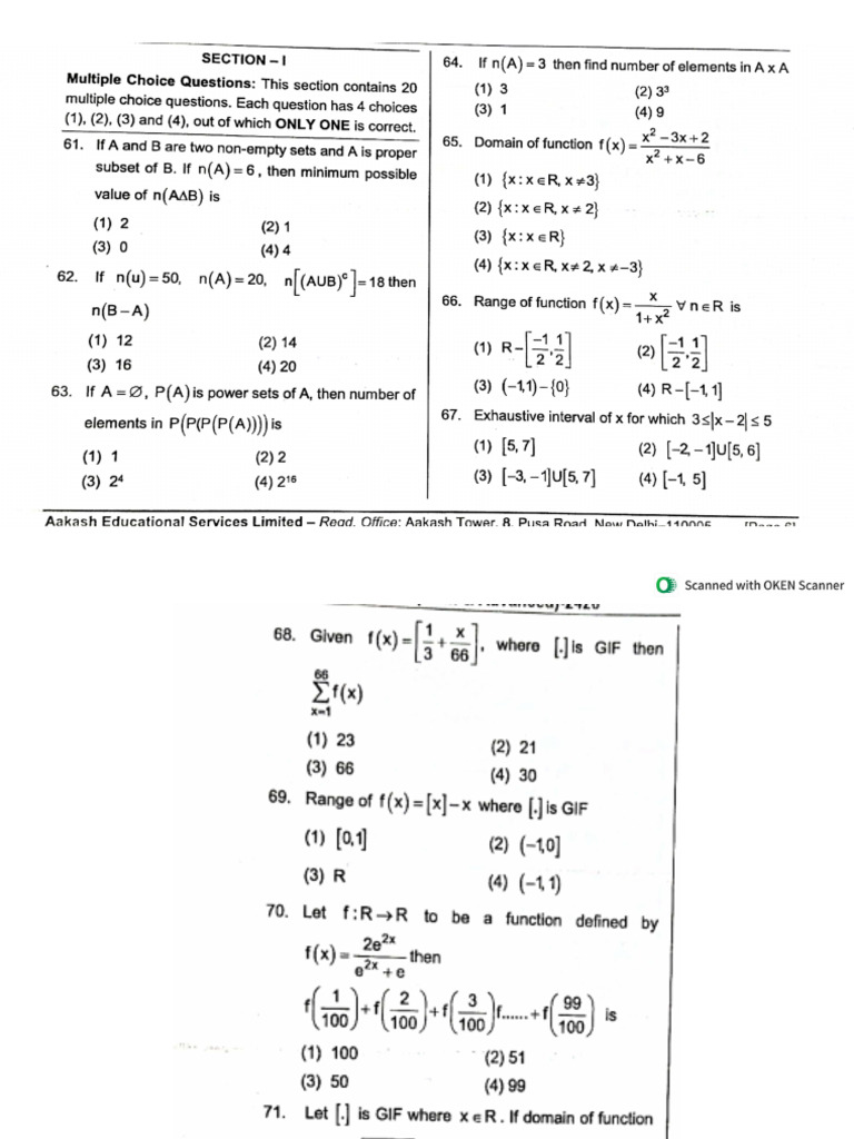 UT 01 MATHS Practice Questions. | PDF