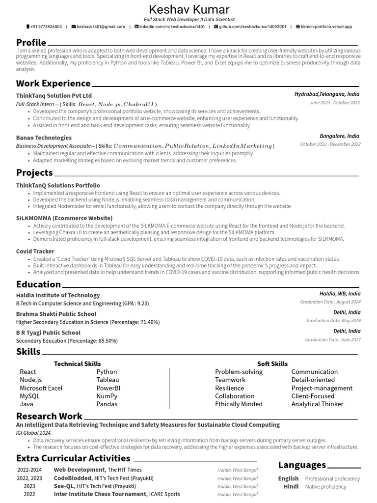 Keshav Kumar_Resume | PDF | Web Development | Information Technology