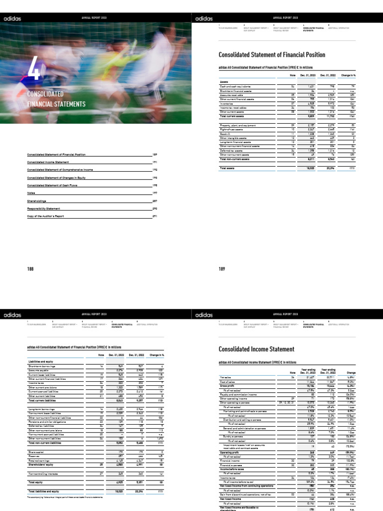 Adidas 2023 Consolidated Financial Statement | PDF | Balance Sheet | Income
