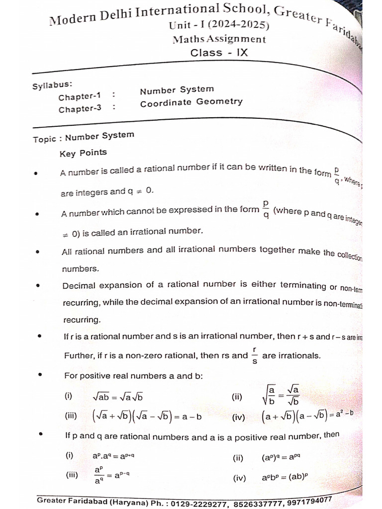 Maths Unit1 9th | PDF