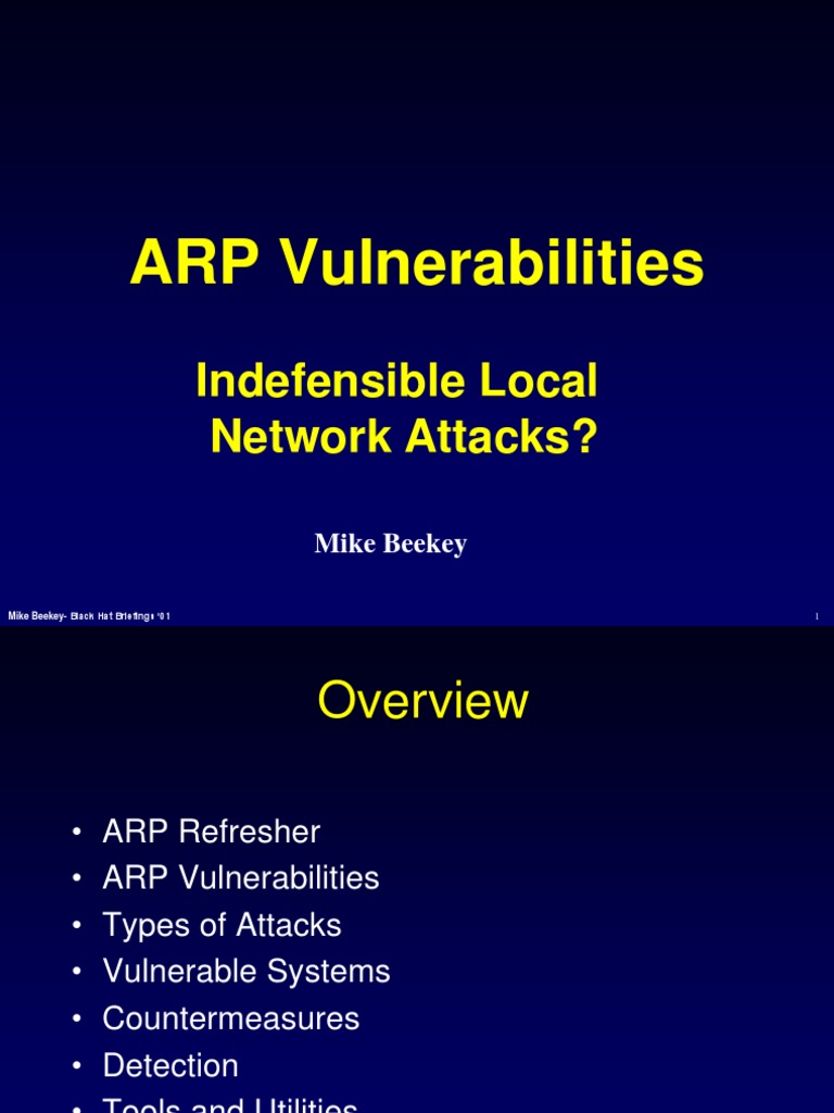 ARP Vulnerabilities: Indefensible Local Network Attacks? | PDF | Denial ...