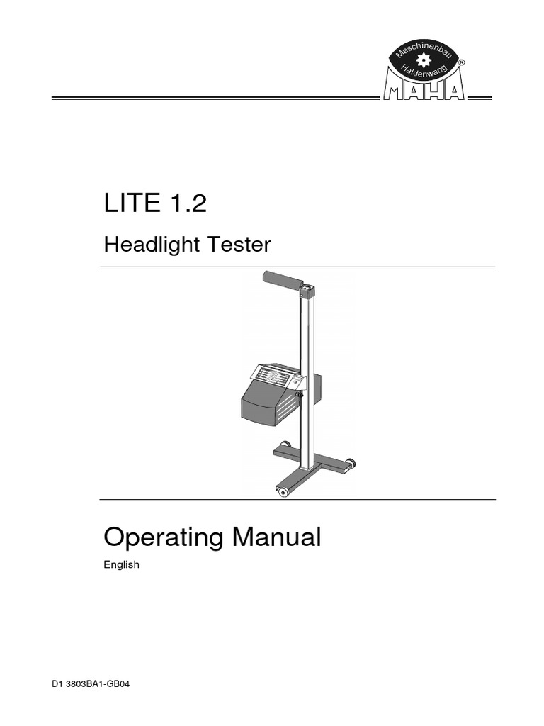 LITE 1.2 Headlight Tester Manual | PDF | Headlamp | Light