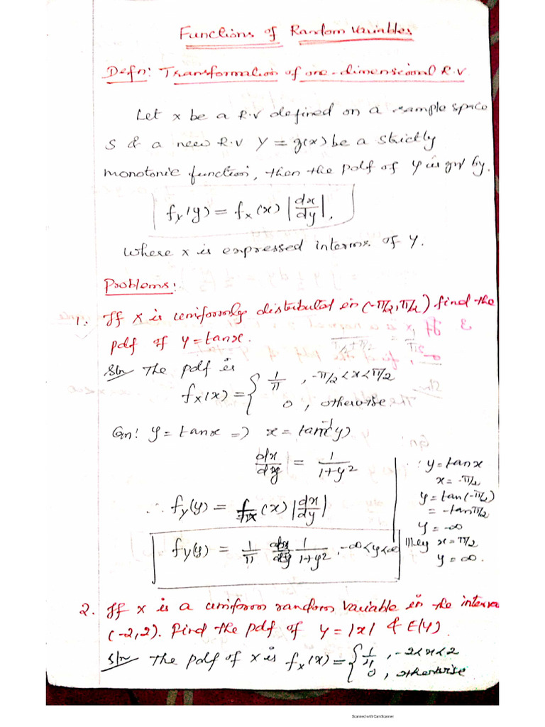 Functions of Random Variables | PDF