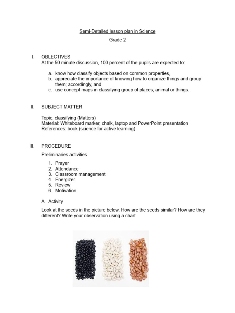 CLASSIFYING | PDF | Seed | Lesson Plan