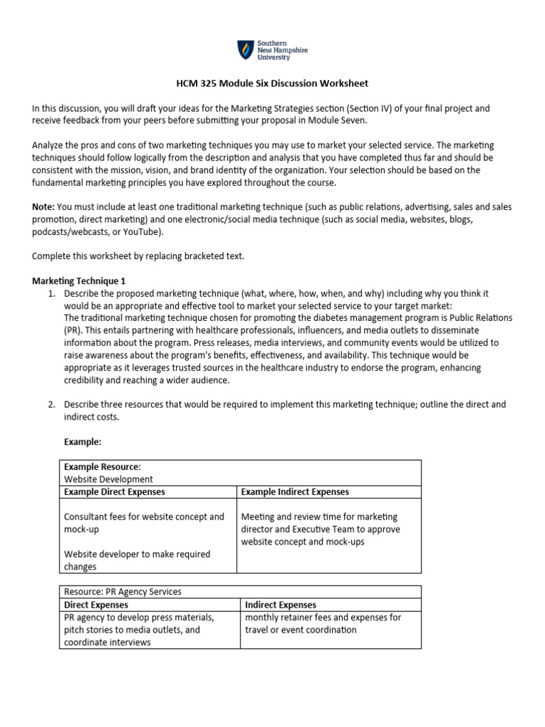 HCM 325 Module Six Discussion Worksheet | PDF | Public Relations | Mass ...