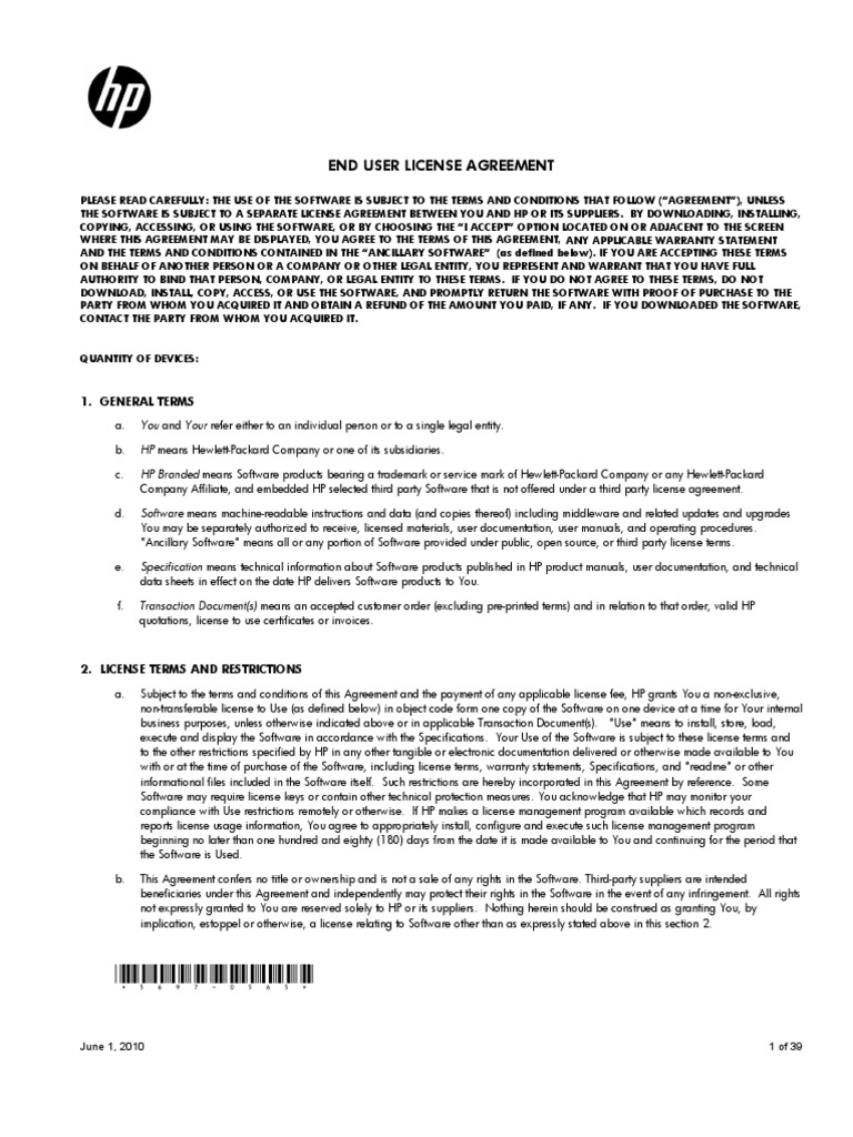 End User License Agreement | PDF | Intellectual Works | Software