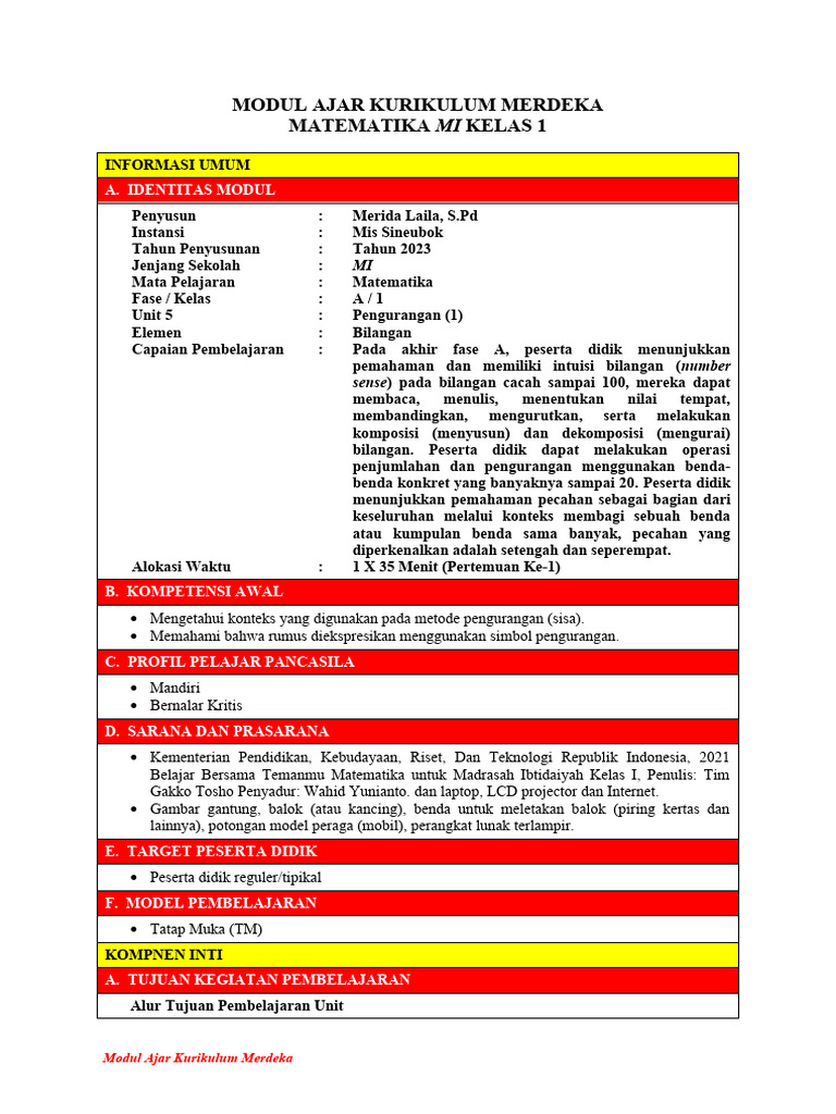 Modul Ajar Unit 5 | PDF