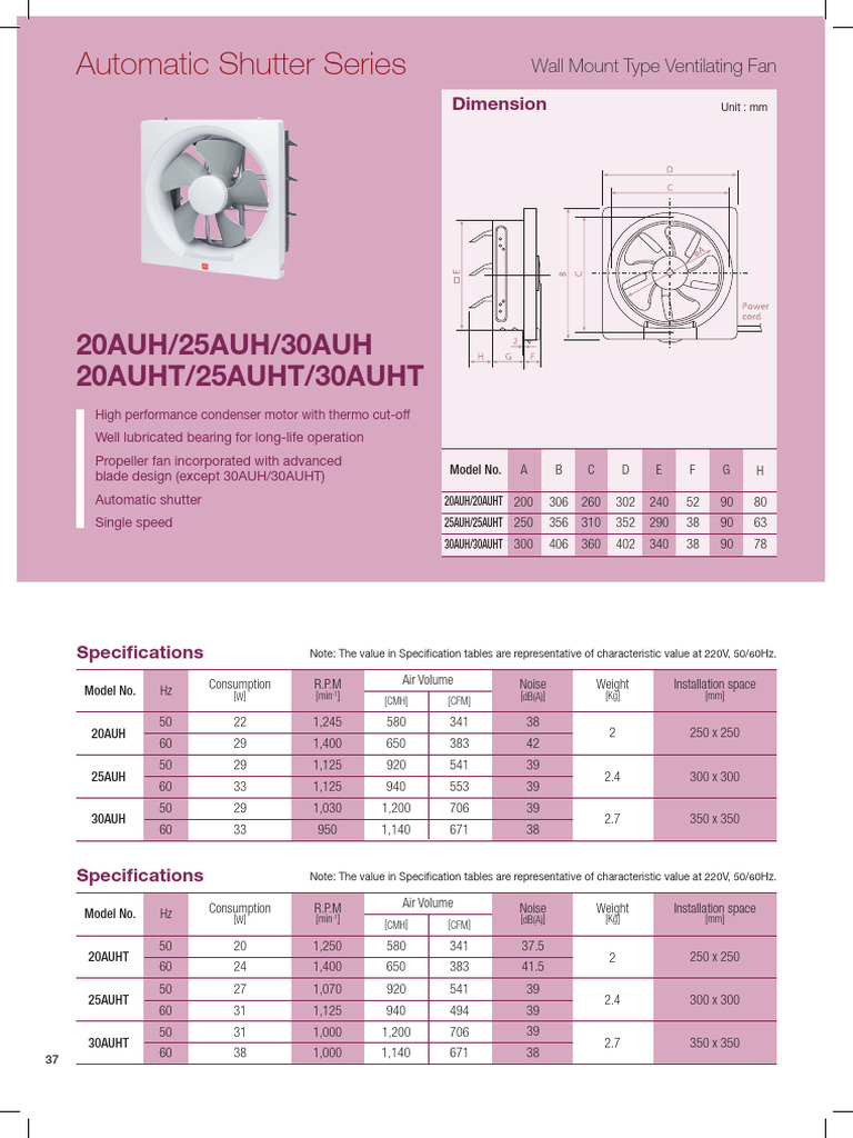 Wall Mount Ventilating Fan Specs | PDF | Electrical Engineering