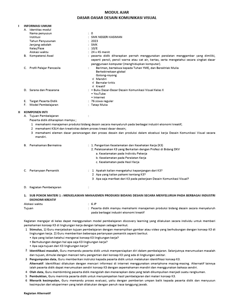 2 Modul Ajar DKV | PDF | Karier & Perkembangan | Seni