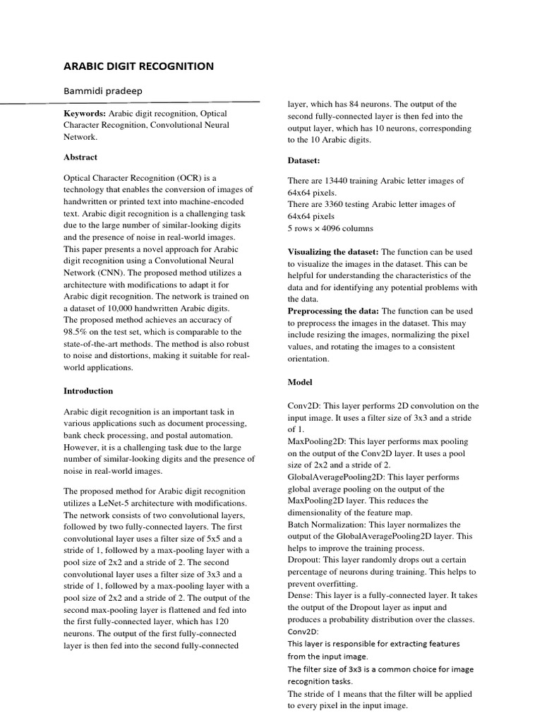 Arabic Digit Recognition | PDF | Applied Mathematics | Artificial ...