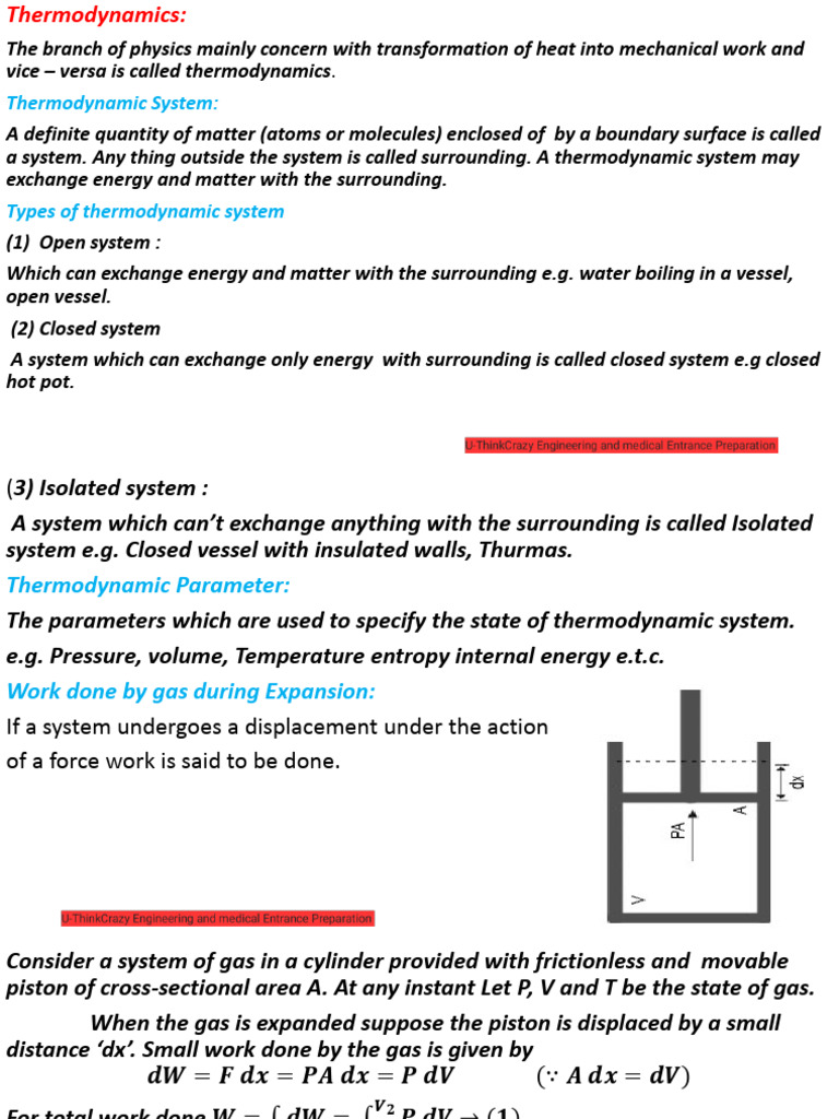 Thermodynamics Roshan Sir Note U-ThinkCrazy | PDF | Thermodynamics | Gases