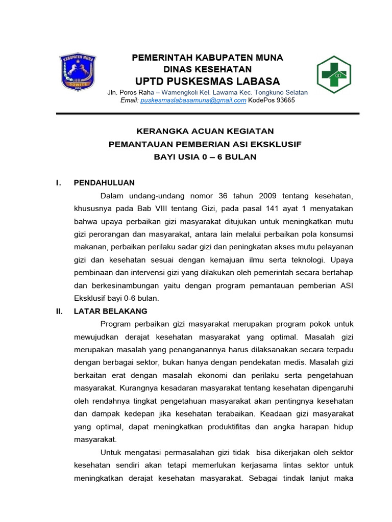 Pemantauan ASI Eksklusif Bayi 0-6 Bulan | PDF