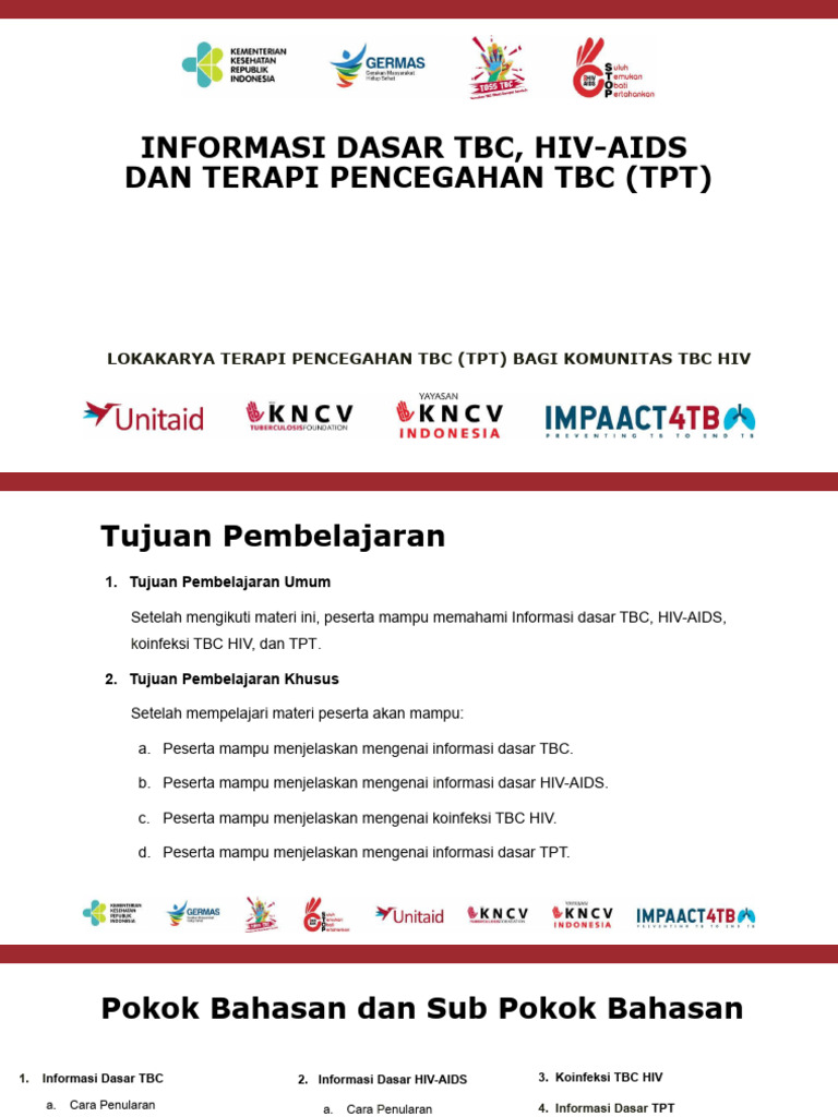 Informasi Dasar TBC HIV Dan TPT - Edityr | PDF