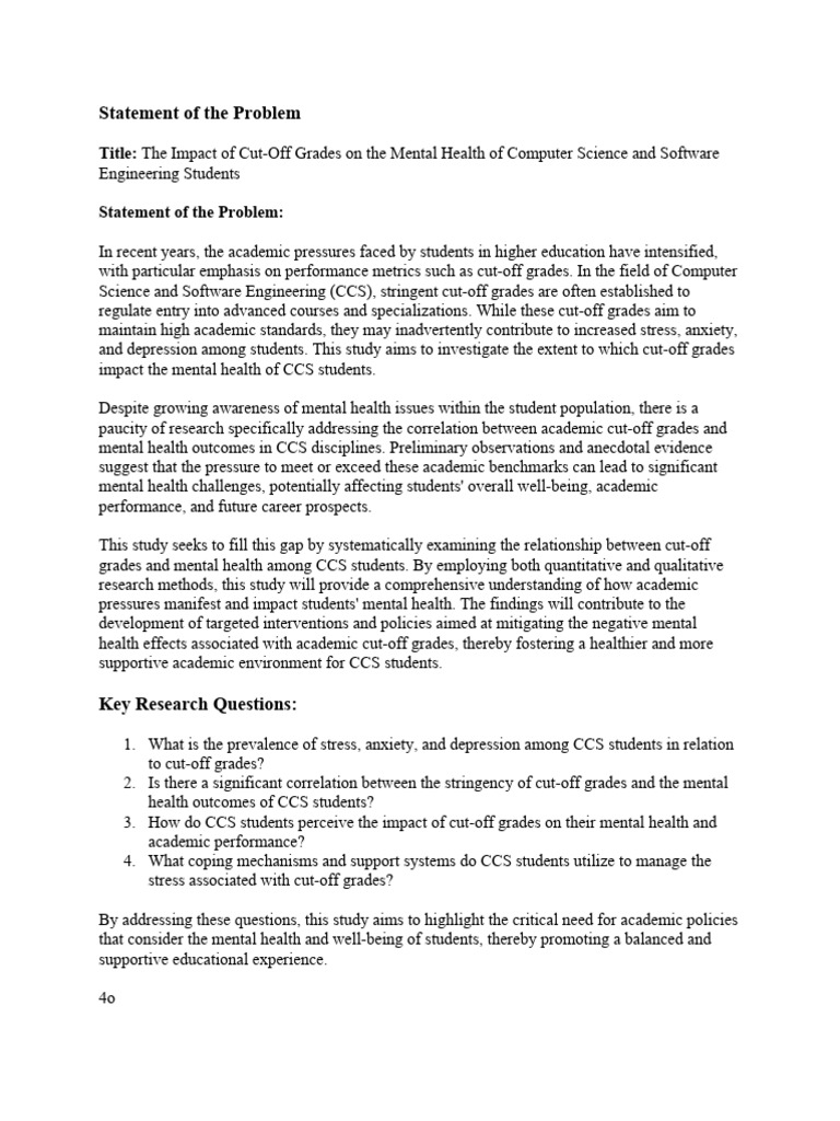 Cut-Off Grades and CCS Student Mental Health | PDF | Theory | Mental Health